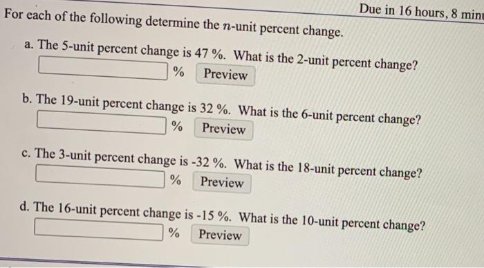 Solved For each of the following determine the n-unit | Chegg.com