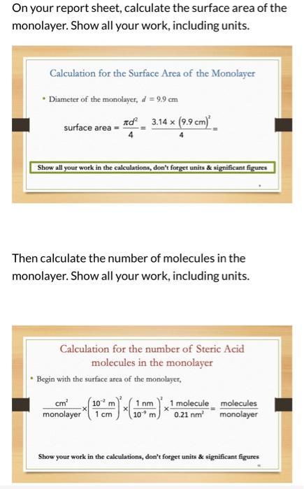 Solved On your report sheet, calculate the surface area of | Chegg.com