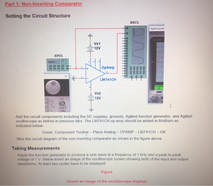 Solved Part 1: Non-Inverting Comparator Setting the Circuit | Chegg.com