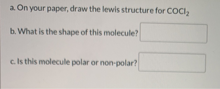 Solved a. On your paper, draw the lewis structure for COCI2 | Chegg.com
