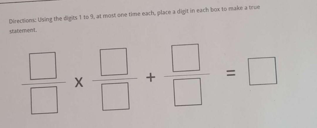 Solved Directions: Using the digits 1 to 9, at most one time | Chegg.com