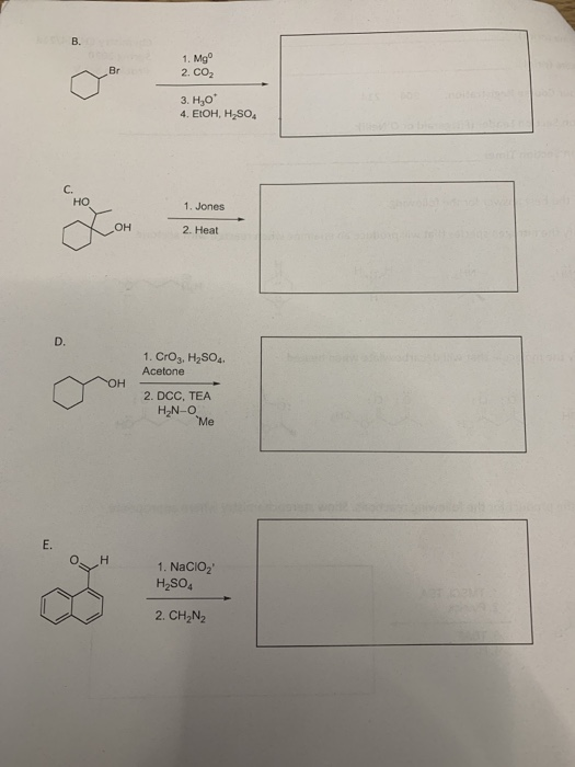 Solved 1.8 1, Mg2 2. CO2 3. H2O 4. EtOH, H2SO4 1. Jones 2. | Chegg.com