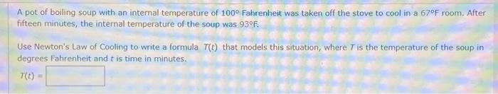Solved A pot of boiling soup with an internal temperature of | Chegg.com