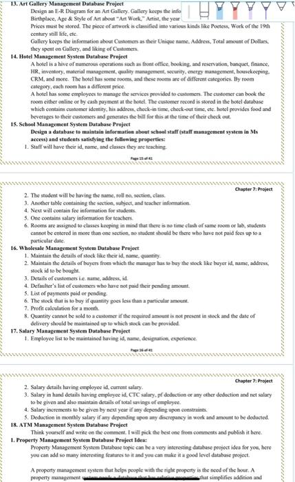 Solved 11 Instructions for preparation of database projects | Chegg.com
