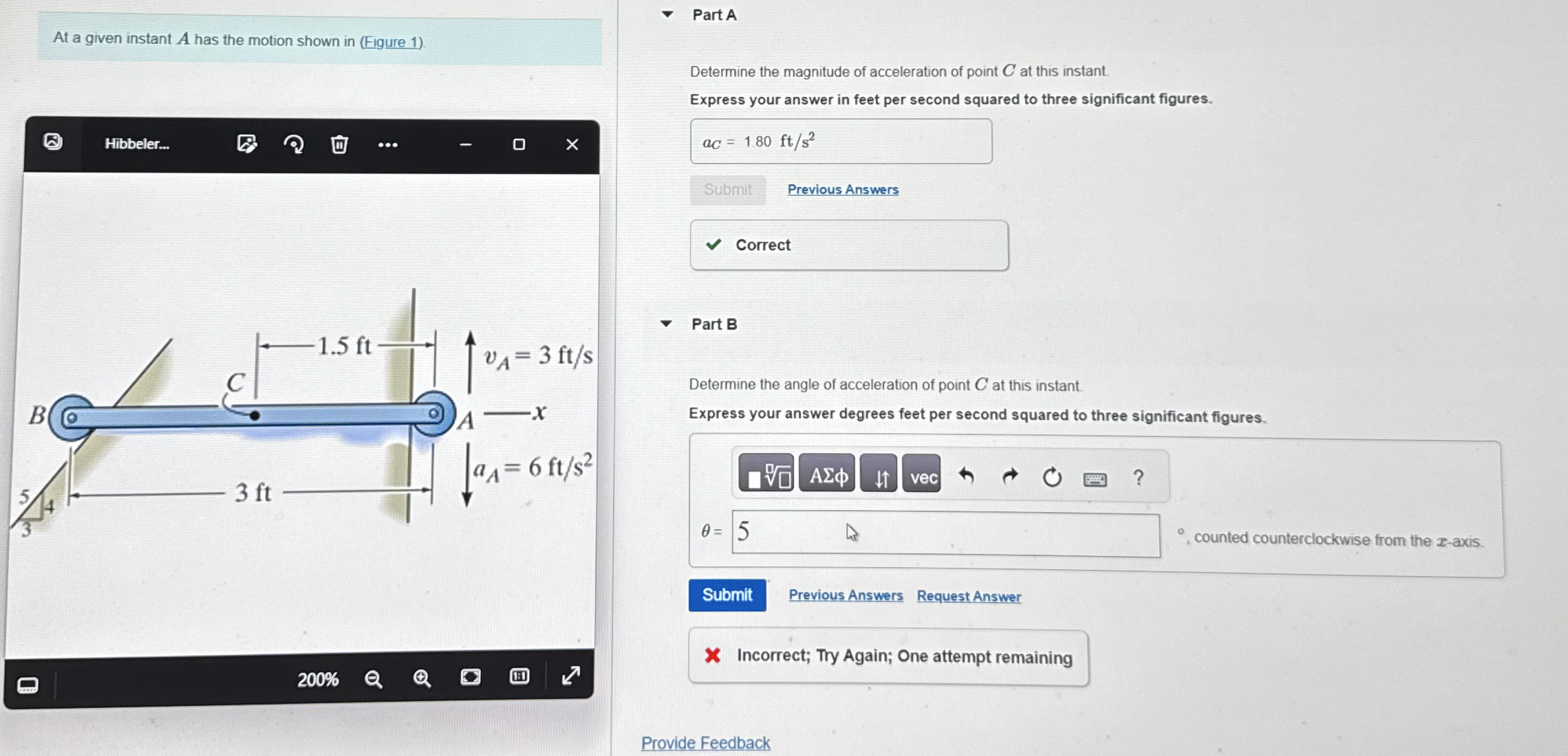 Solved At a given instant A has the motion shown in (Figure | Chegg.com