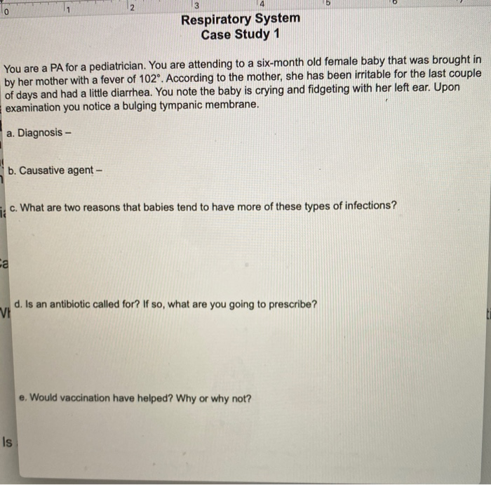 Solved Respiratory System Case Study 1 You are a PA for a | Chegg.com