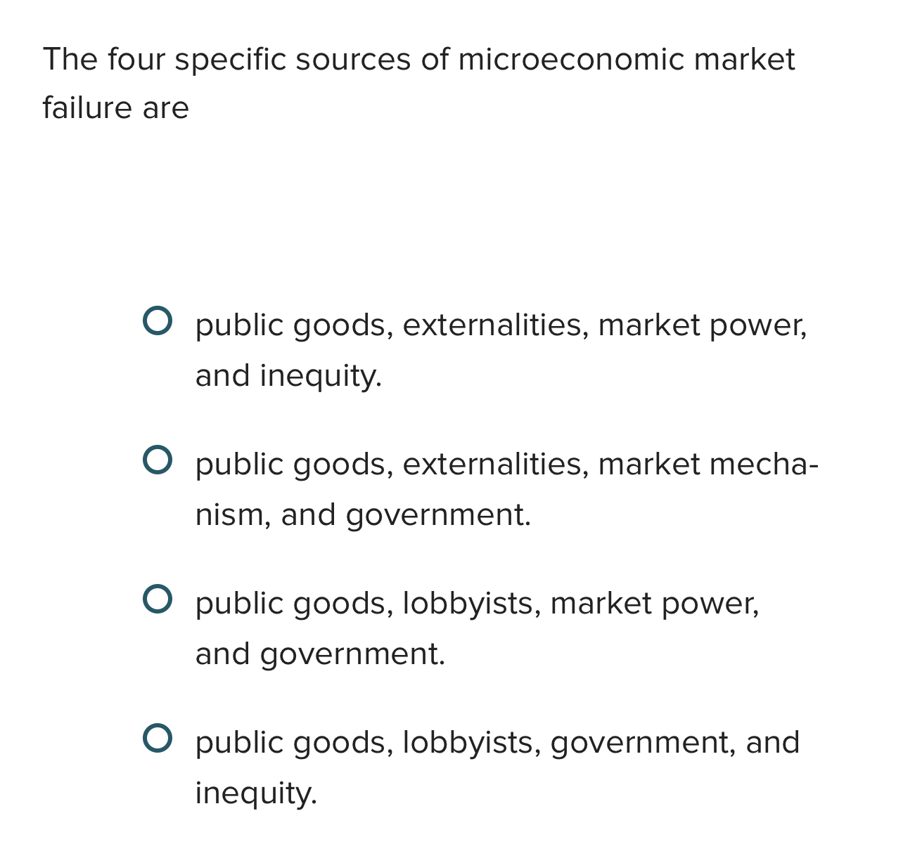 Solved The four specific sources of microeconomic market | Chegg.com