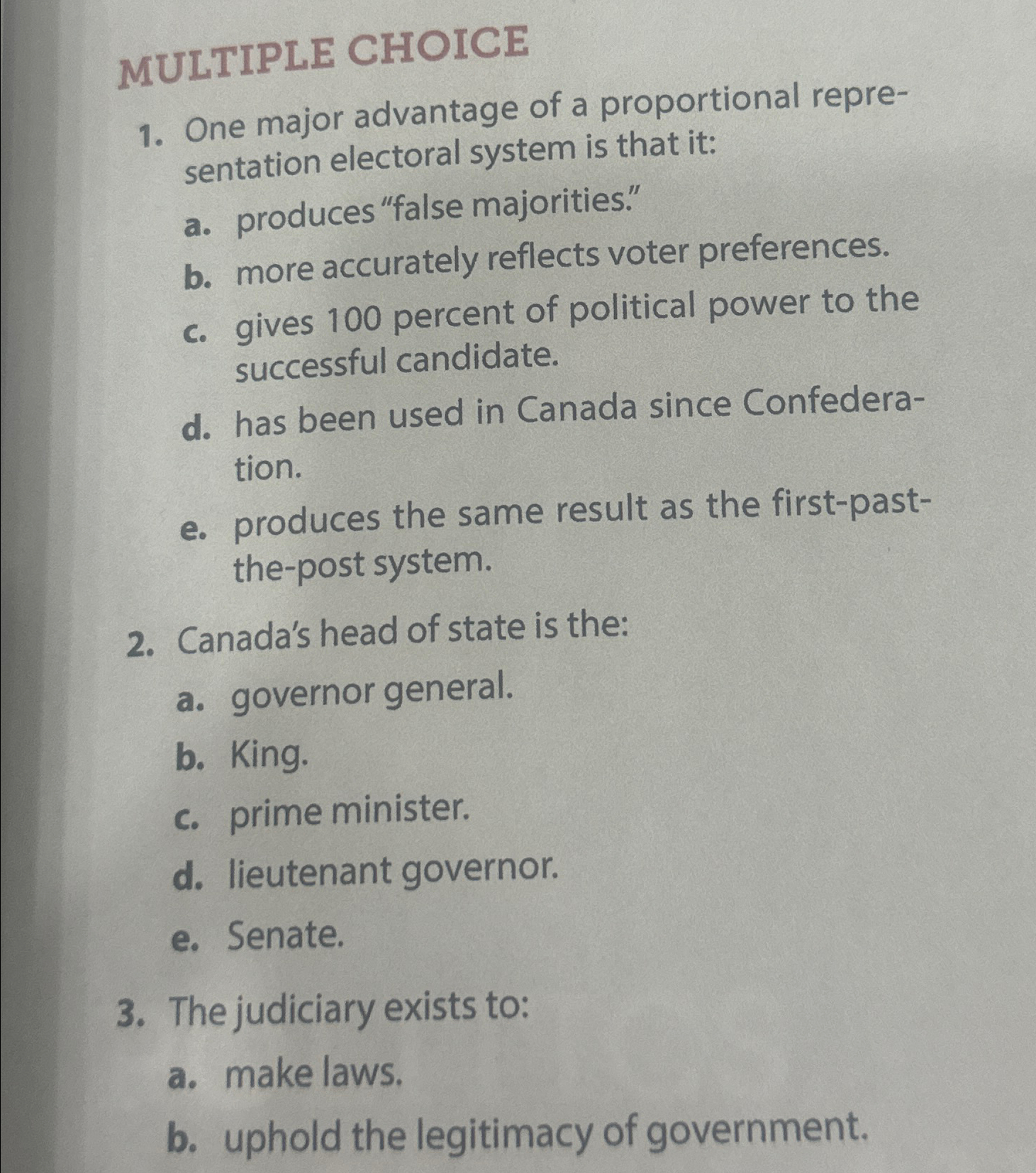 Solved MULTIPLE CHOICEOne major advantage of a proportional | Chegg.com