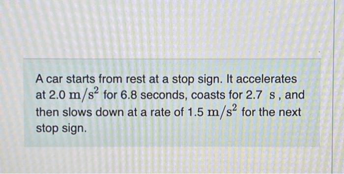 Solved A car starts from rest at a stop sign. It accelerates | Chegg.com