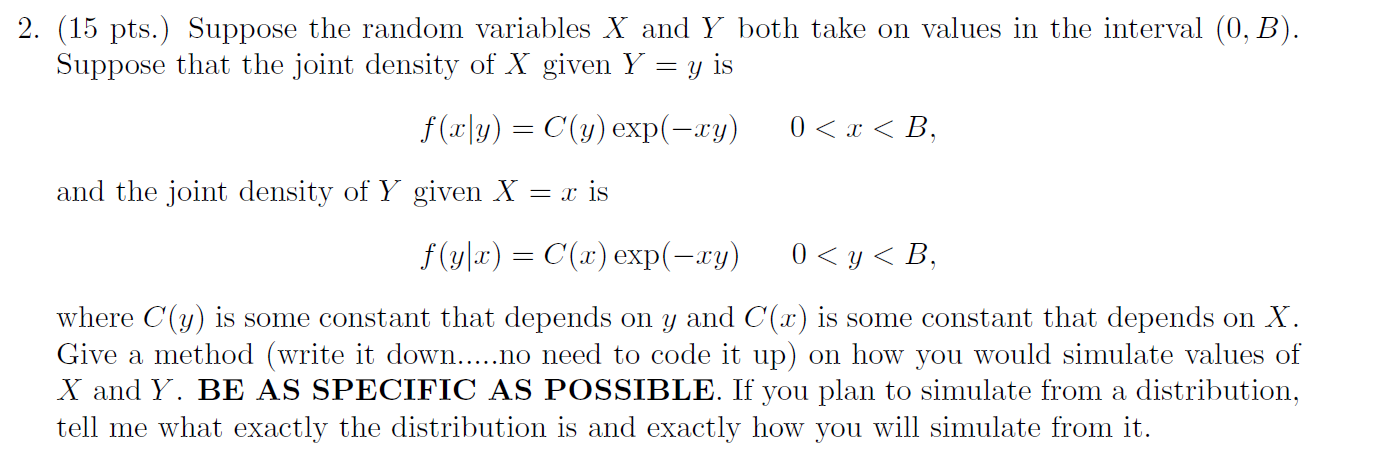 Solved (15 ﻿pts.) ﻿Suppose the random variables x ﻿and Y | Chegg.com