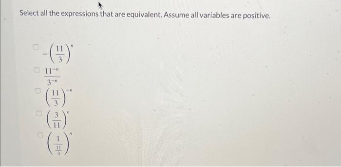 Solved Select all the expressions that are equivalent. | Chegg.com