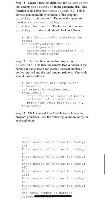 Solved The goal of this lab is to convert the Bottle Return | Chegg.com