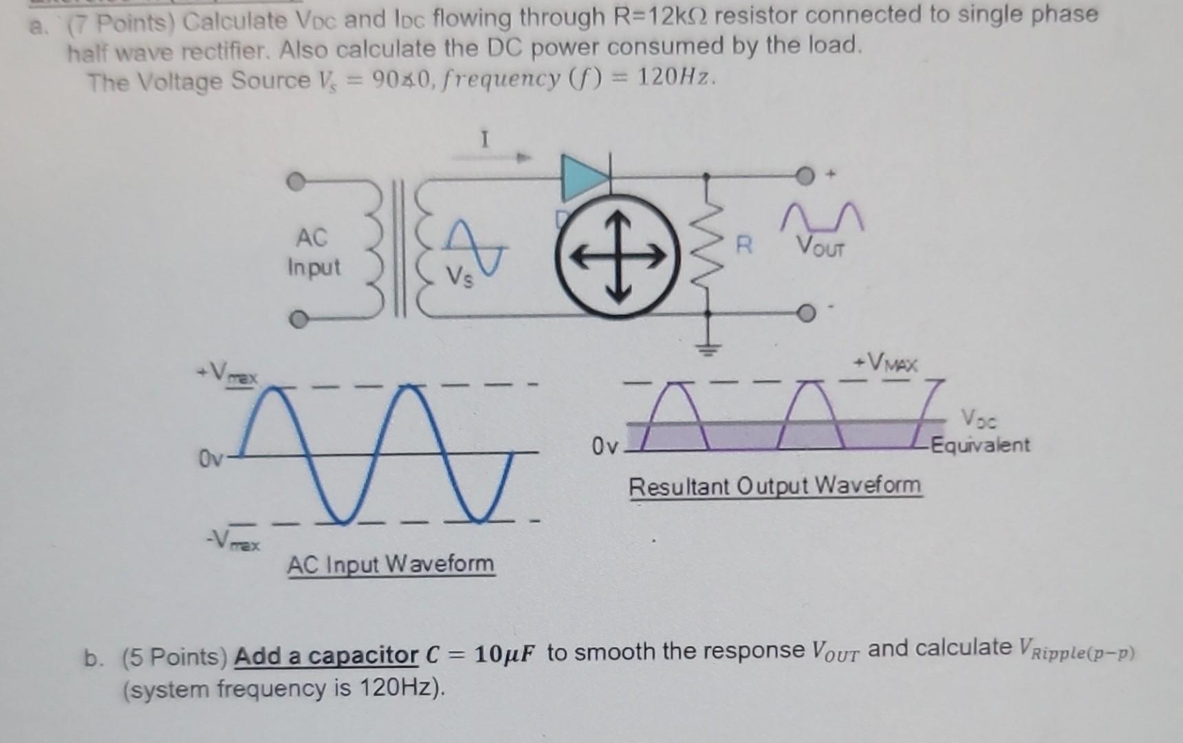 Solved a. (7 Points) Calculate VDC and loc flowing through | Chegg.com