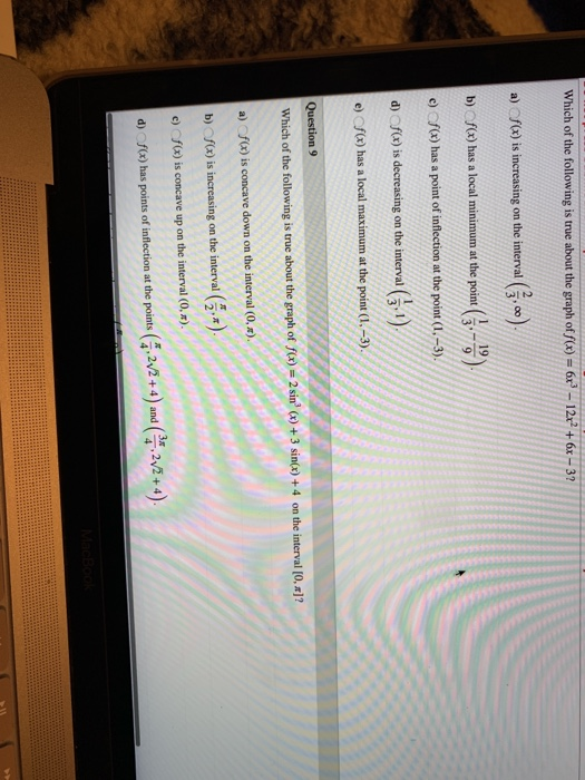 Solved Describe the concavity of the graph of f(x) = 6x4 - 6 | Chegg.com