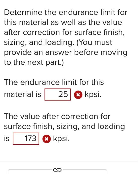 Solved Determine the endurance limit for this material as | Chegg.com
