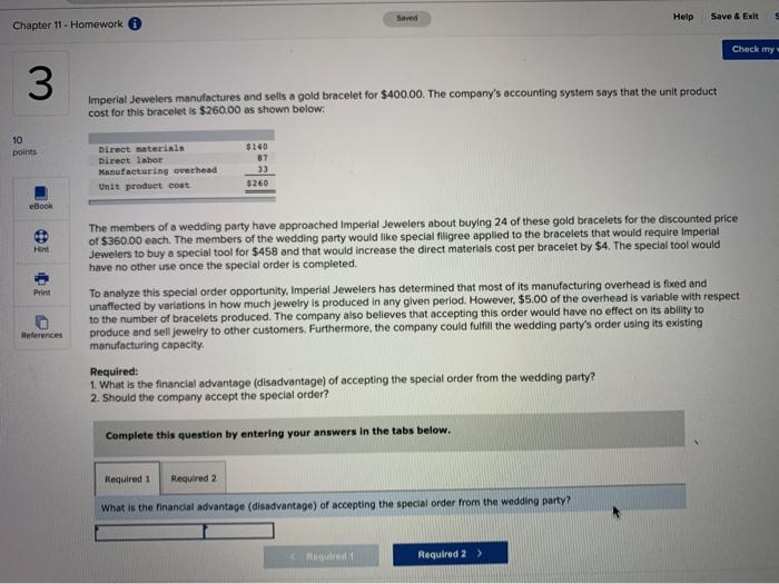 Solved Saved Help Save & Exit Chapter 11 - Homework Check my | Chegg.com