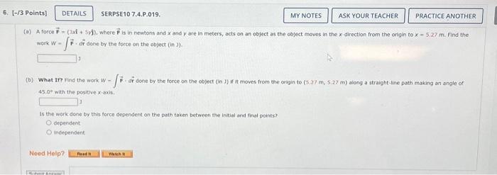 Solved a) A force F=(3xi+5yj), where F is in newtons and x | Chegg.com