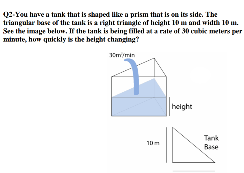 Solved Q2-You have a tank that is shaped like a prism that | Chegg.com