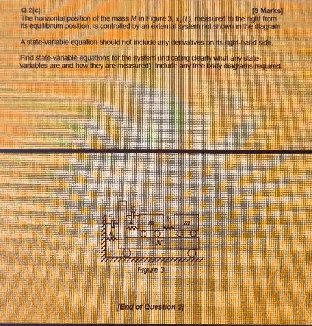 Solved Q 2(c)[9 ﻿Marks]The horizontal position of the mass M | Chegg.com