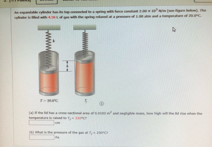 Solved An expandable cylinder has its top connected to a | Chegg.com