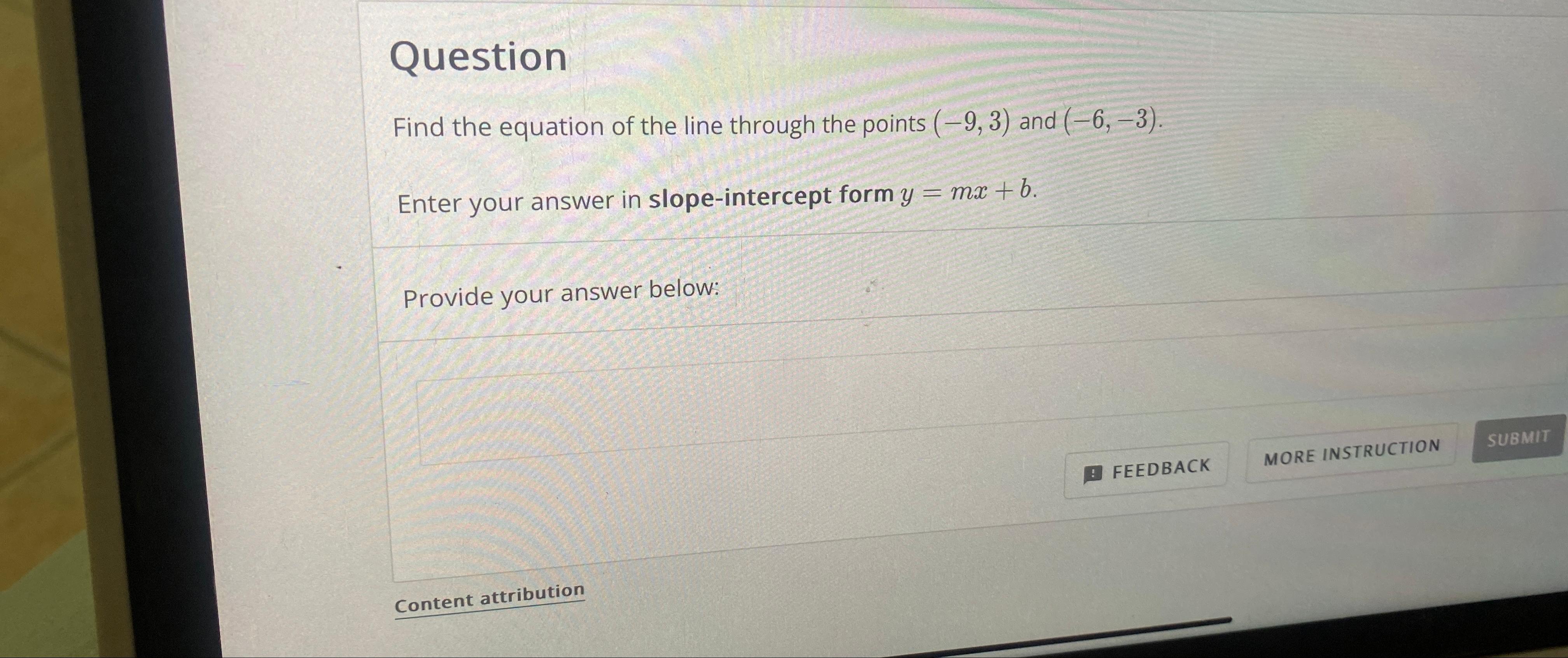 Solved QuestionFind the equation of the line through the | Chegg.com