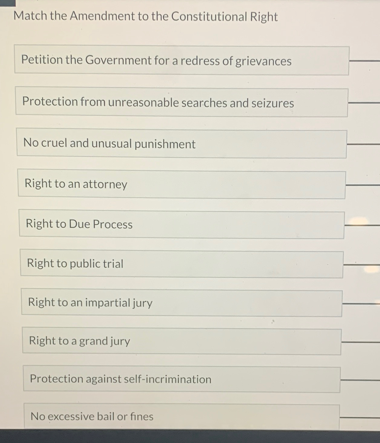Solved Match the Amendment to the Constitutional | Chegg.com