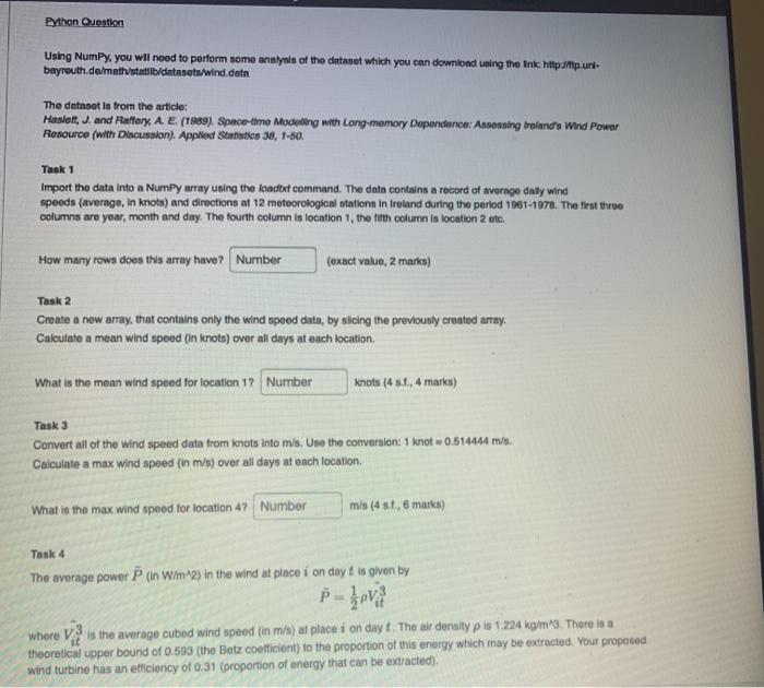 Solved Python Question Using Numpy You Will Need To Perform