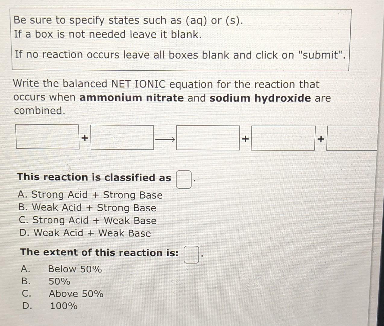 Solved Be sure to specify states such as (aq) or (s). If a | Chegg.com