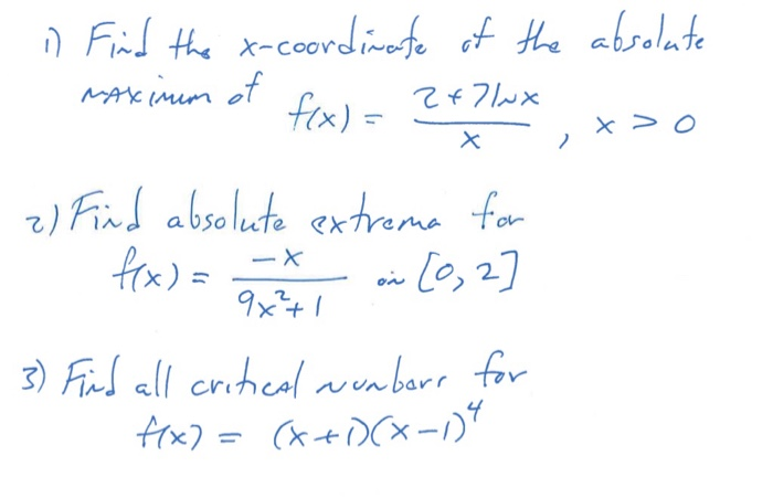 Solved Find the -coordme the abralate fex)= ) Find absolute | Chegg.com