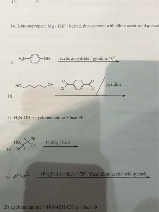 Solved 14.2-bromopropane Mg/ THF / heated, then acetone with | Chegg.com
