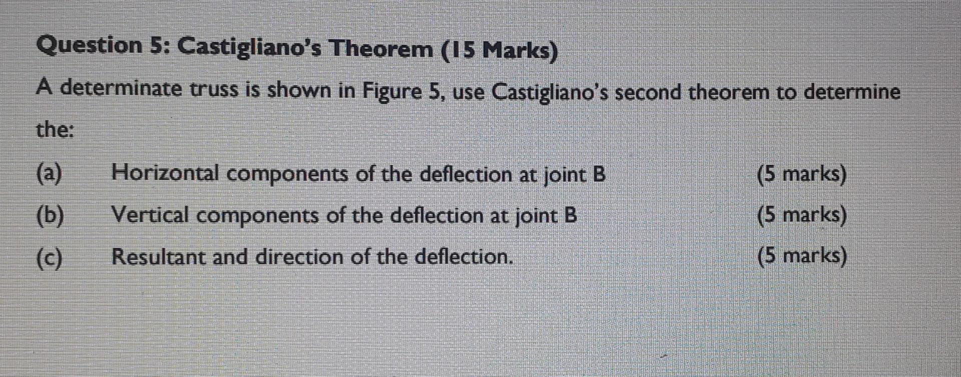 Solved Question 5: Castigliano's Theorem (15 Marks) A | Chegg.com Solved Question 5: Castigliano's Theorem (15 Marks) A | Chegg.com