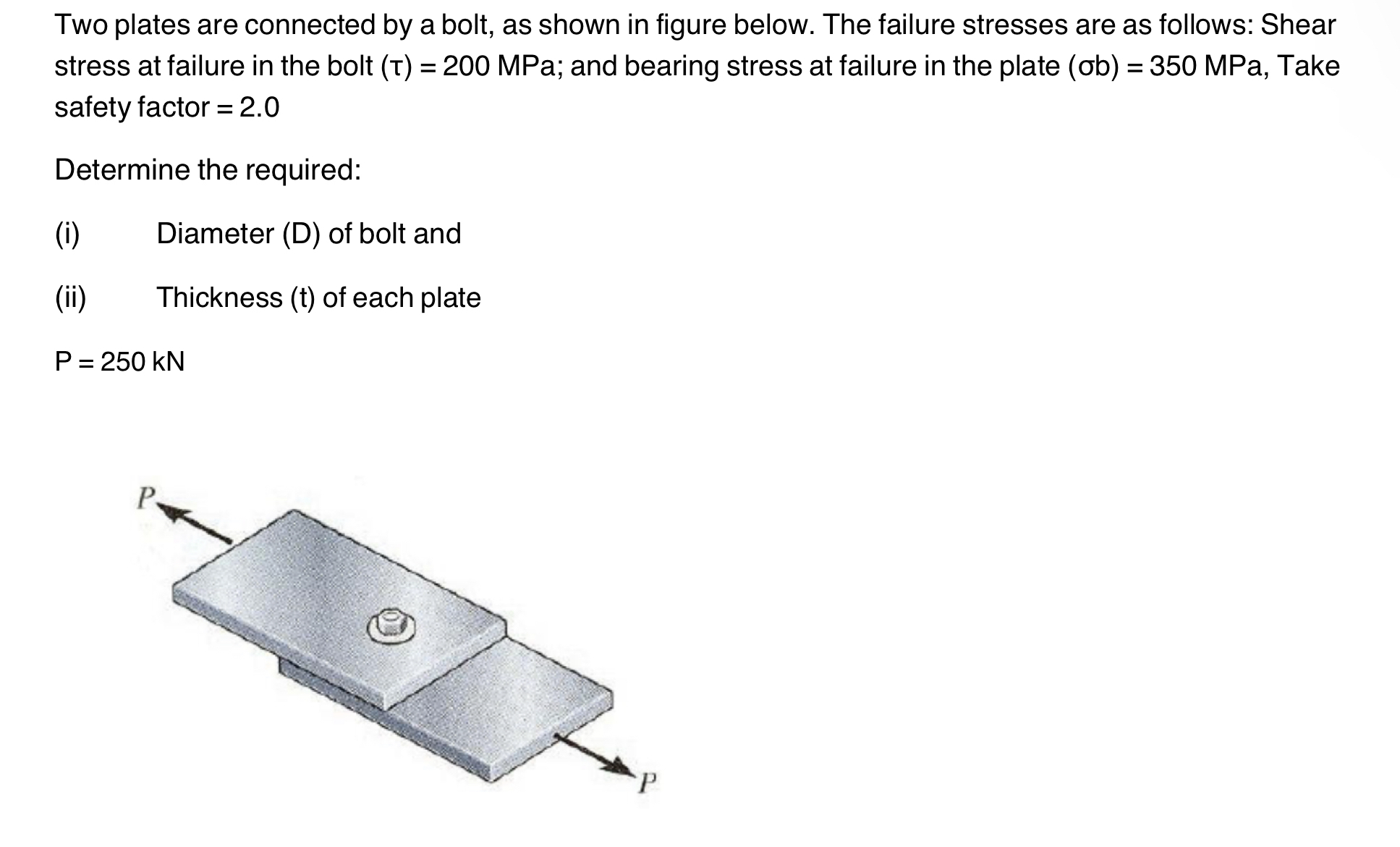 Solved Two plates are connected by a bolt, as shown in | Chegg.com