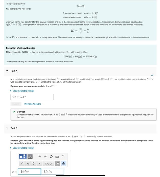 Solved The generic reaction has the following rate laws: | Chegg.com