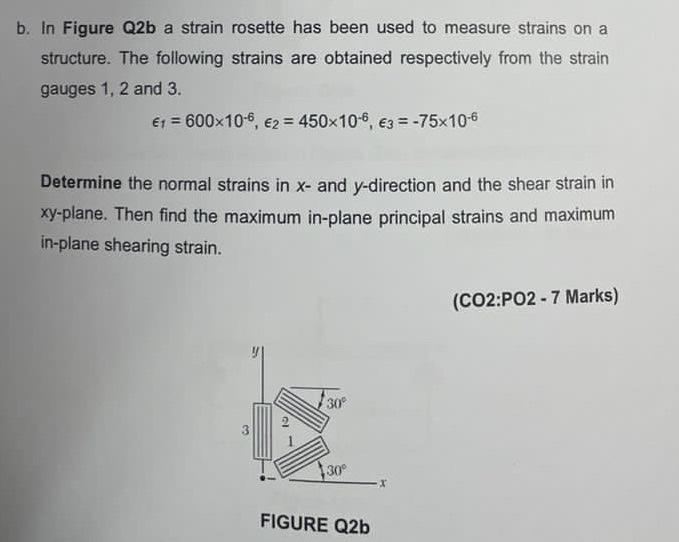 Solved b. In Figure Q2b a strain rosette has been used to | Chegg.com