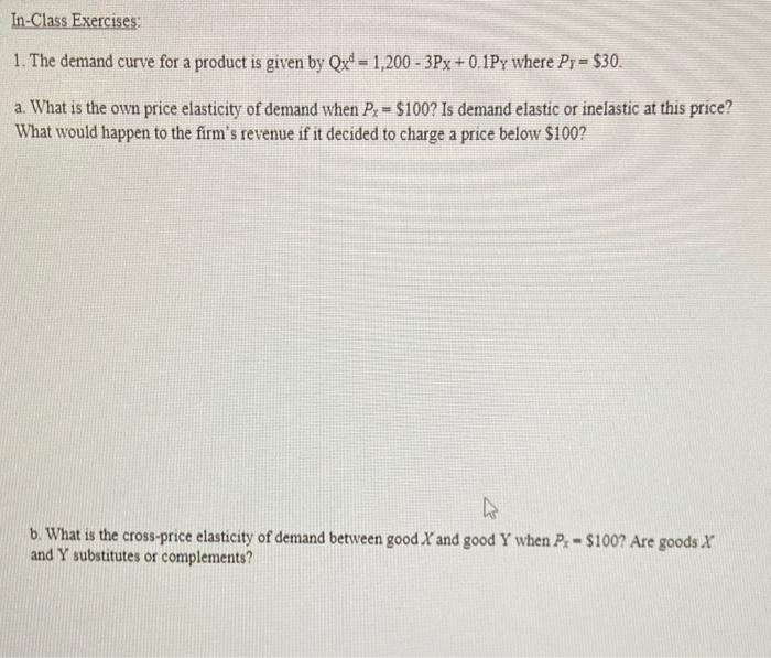 Solved 1. The demand curve for a product is given by | Chegg.com