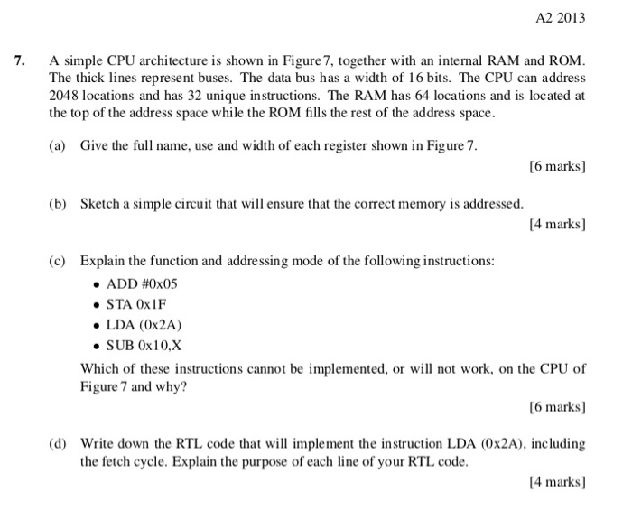 A2 2013 7. A simple CPU architecture is shown in | Chegg.com