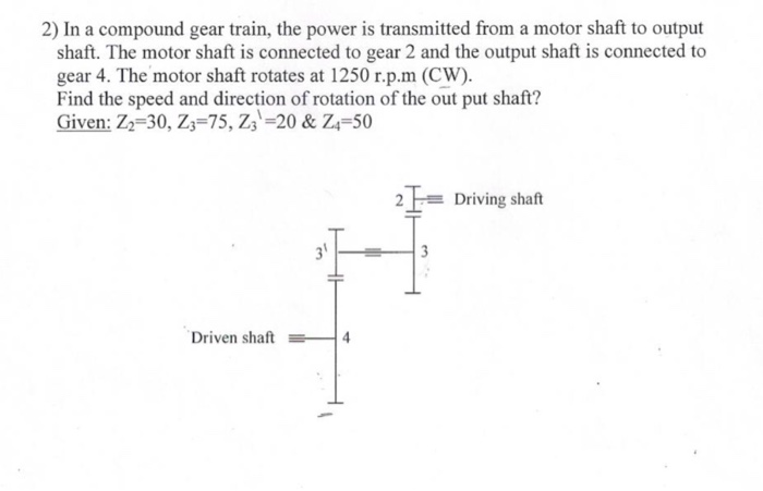 Solved 1) Two parallel shafts are connected with two gears, | Chegg.com