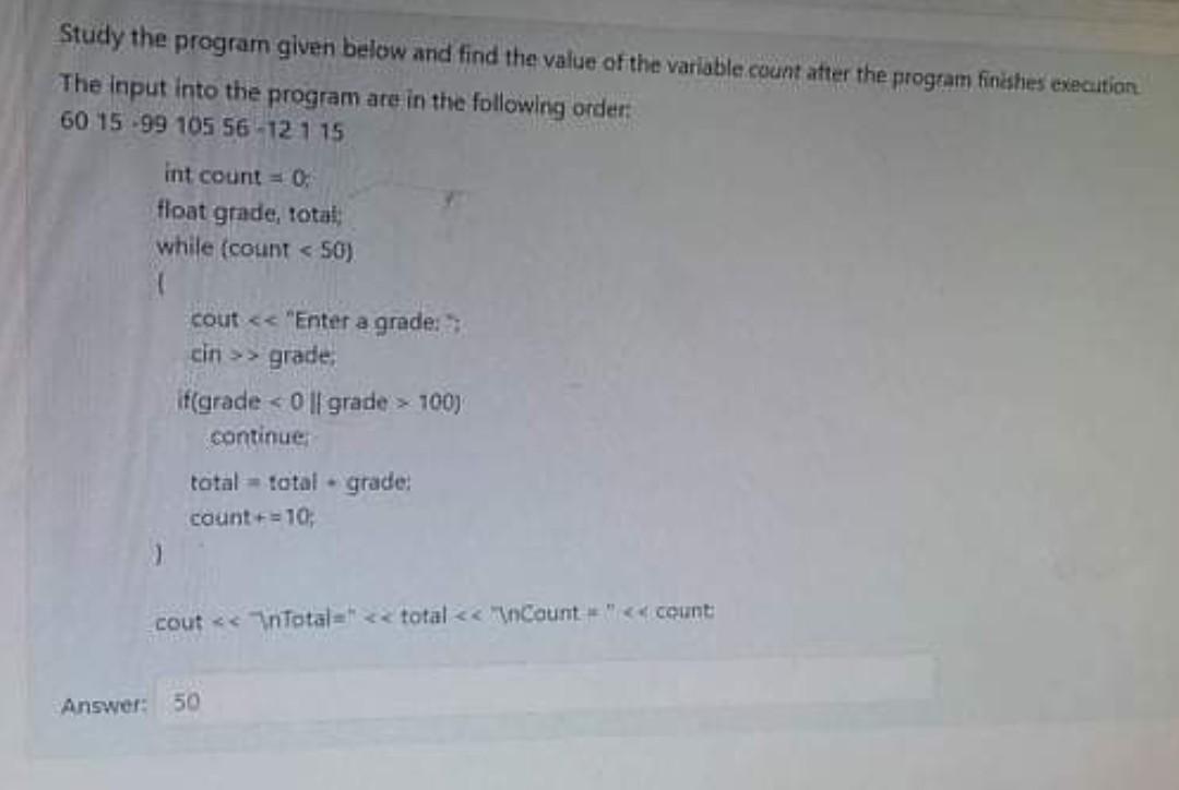 Solved Study the program given below and find the value of | Chegg.com