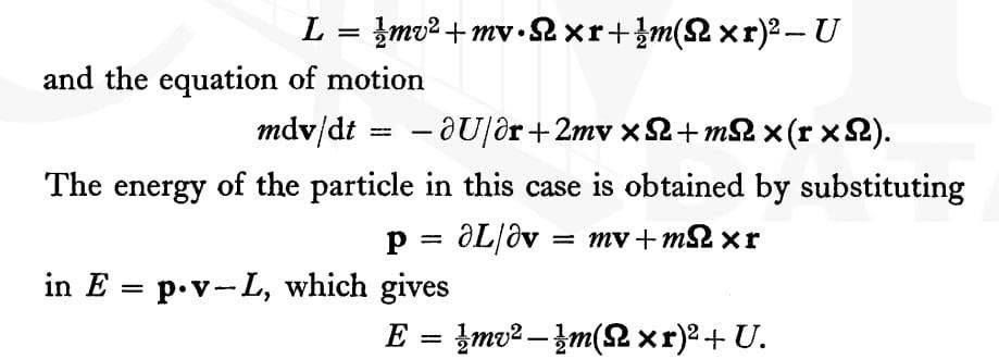 Solved L=21mv2+mv⋅Ω×r+21m(Ω×r)2−U and the equation of motion | Chegg.com