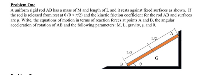 Solved Problem One A uniform rigid rod AB has a mass of M | Chegg.com