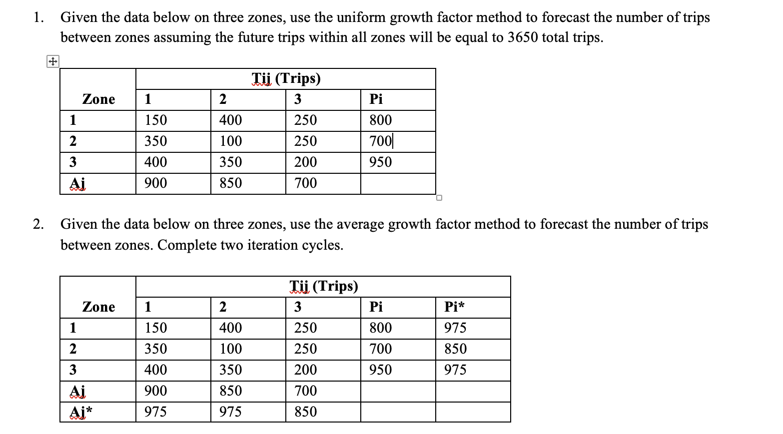 Solved 1. ﻿Given the data below on three zones, use the | Chegg.com