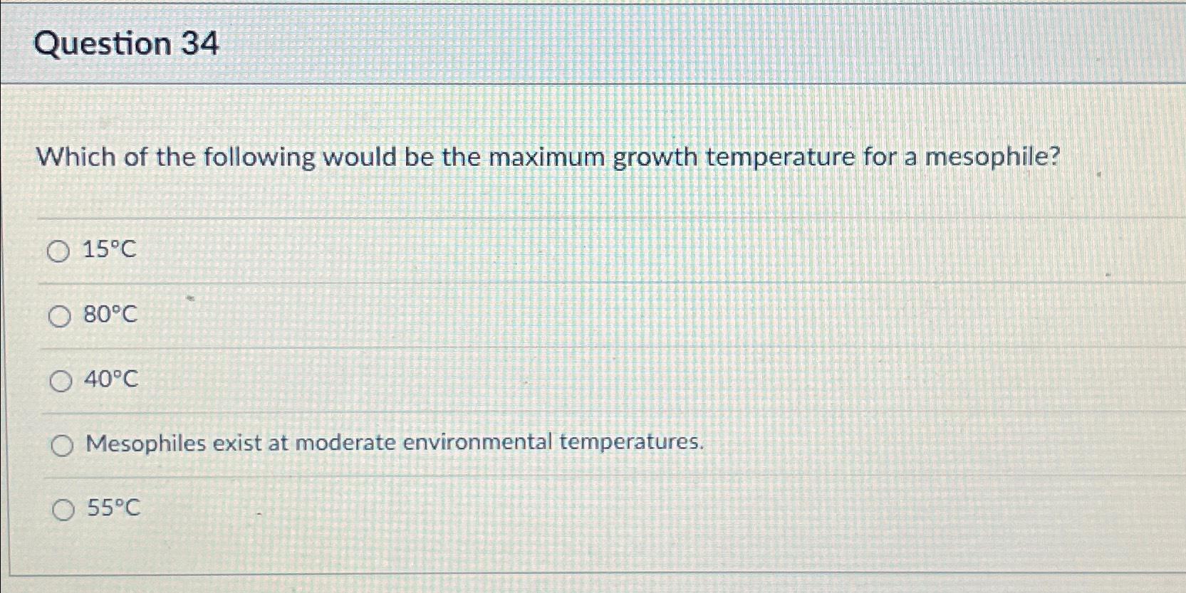 Solved Question 34Which of the following would be the | Chegg.com