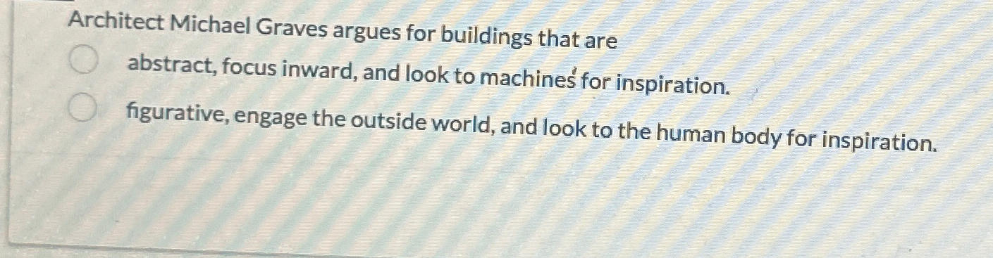 Solved Architect Michael Graves argues for buildings that | Chegg.com