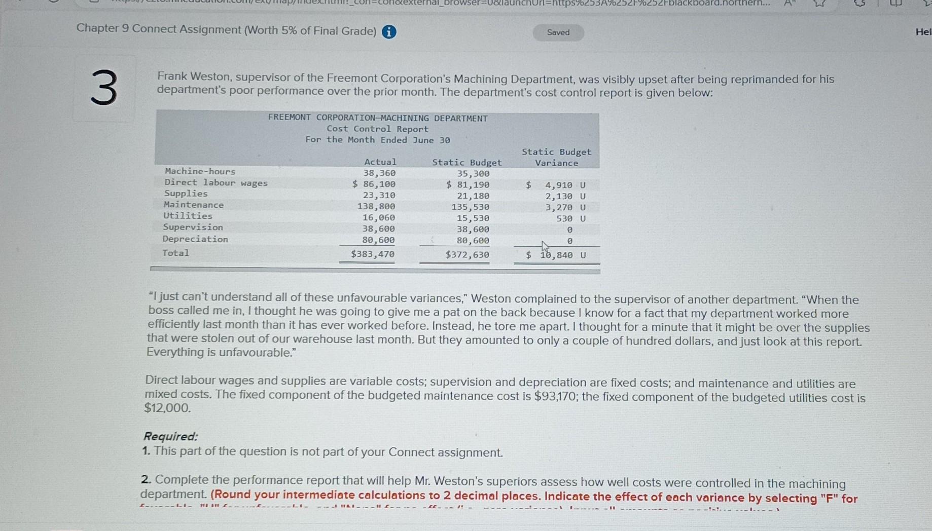 Solved 3Chapter 9 Connect Assignment (Worth 5% of Final | Chegg.com