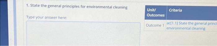 Solved 1. State the general principles for environmental | Chegg.com