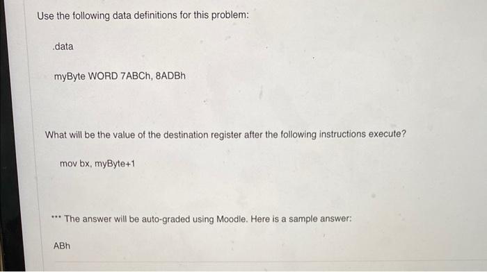 Solved Use the following data definitions for this problem: | Chegg.com
