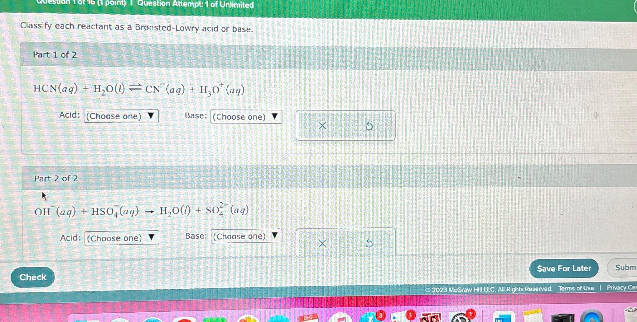 Solved Classify each reactant as a Brønsted-Lowry acid or | Chegg.com