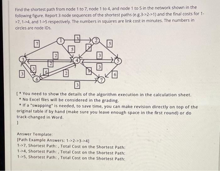 Solved Find The Shortest Path From Node 1 To 7 Node 1 To 4 