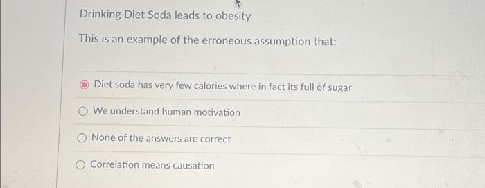 Solved This is an example of the erroneous assumption that: | Chegg.com