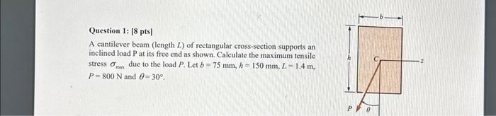 Solved Question 1: [8 pts] A cantilever beam (length L ) of | Chegg.com